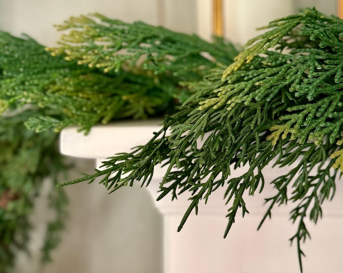 Authentic Artificial Real Touch Cedar Garland. Realistic. Soft. 6 ...