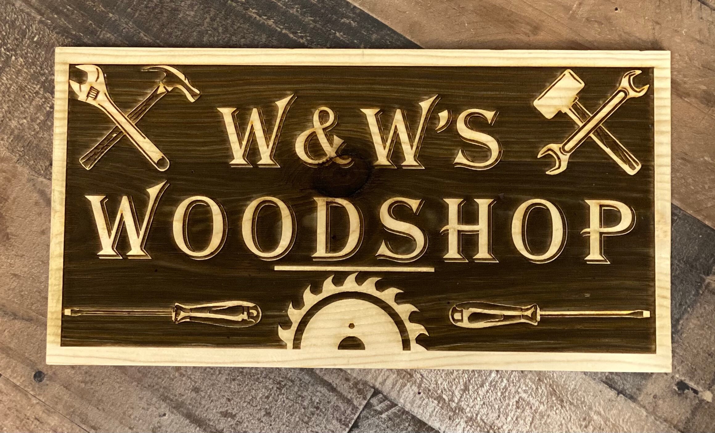 Custom Wooden Personalized Woodshop Sign Perfect gift for | Etsy