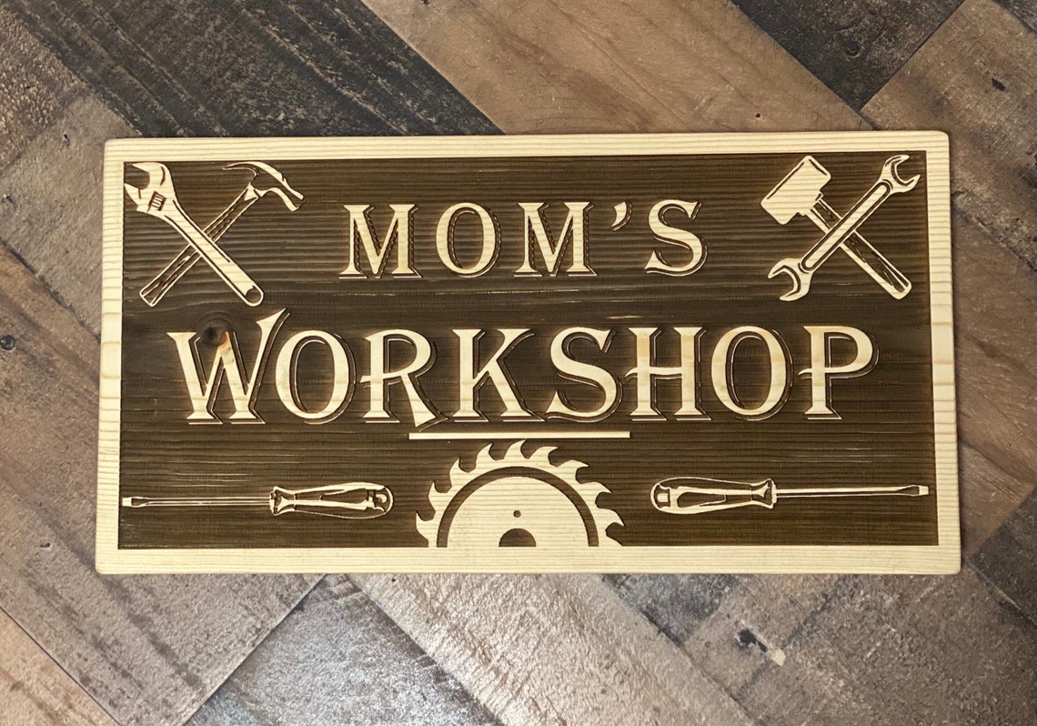 Custom Wooden Personalized Workshop Sign Birthday Gift For | Etsy
