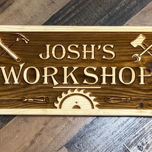 Custom Wooden Personalized Workshop Sign Birthday Gift for | Etsy