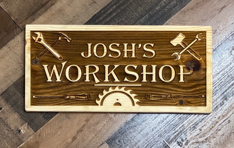 Custom Wooden Personalized Workshop Sign Birthday Gift for | Etsy