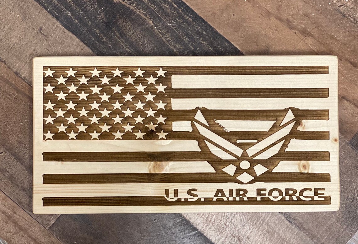 Air Force Wooden Laser Engraved Flag Sign. Military Veteran - Etsy