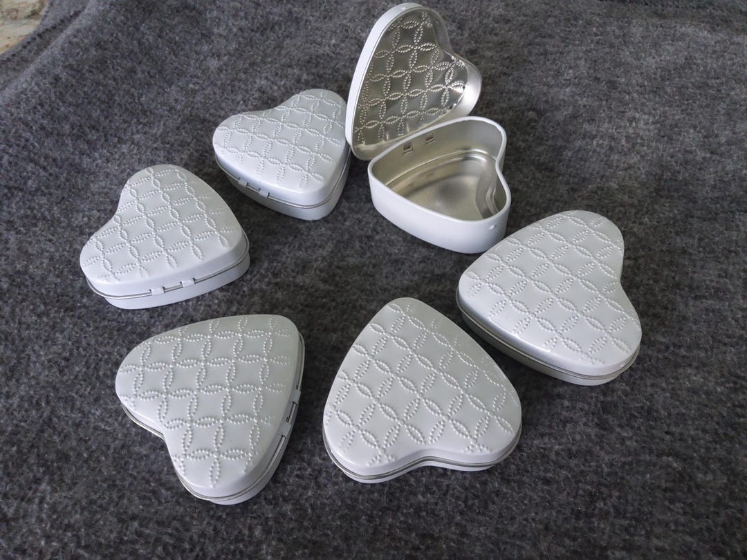 Heart Tins (11) With Hinges, White - Etsy