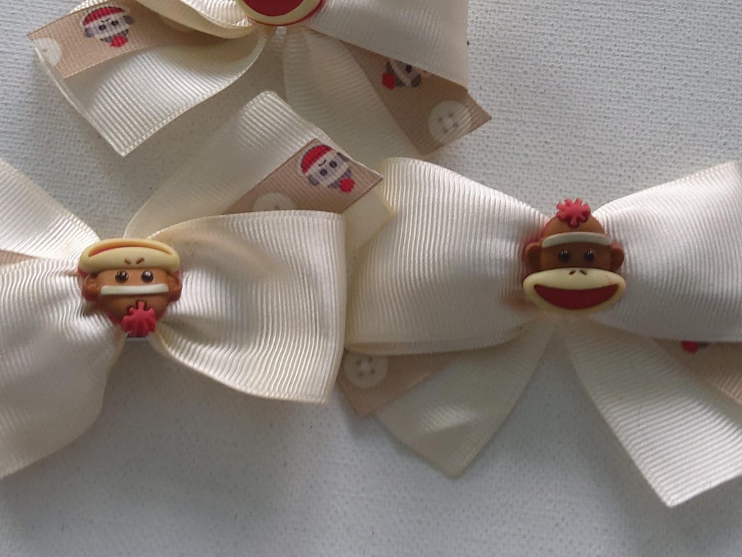 Fabric Hair Clips (3) Monkey, Sock Monkey - Etsy