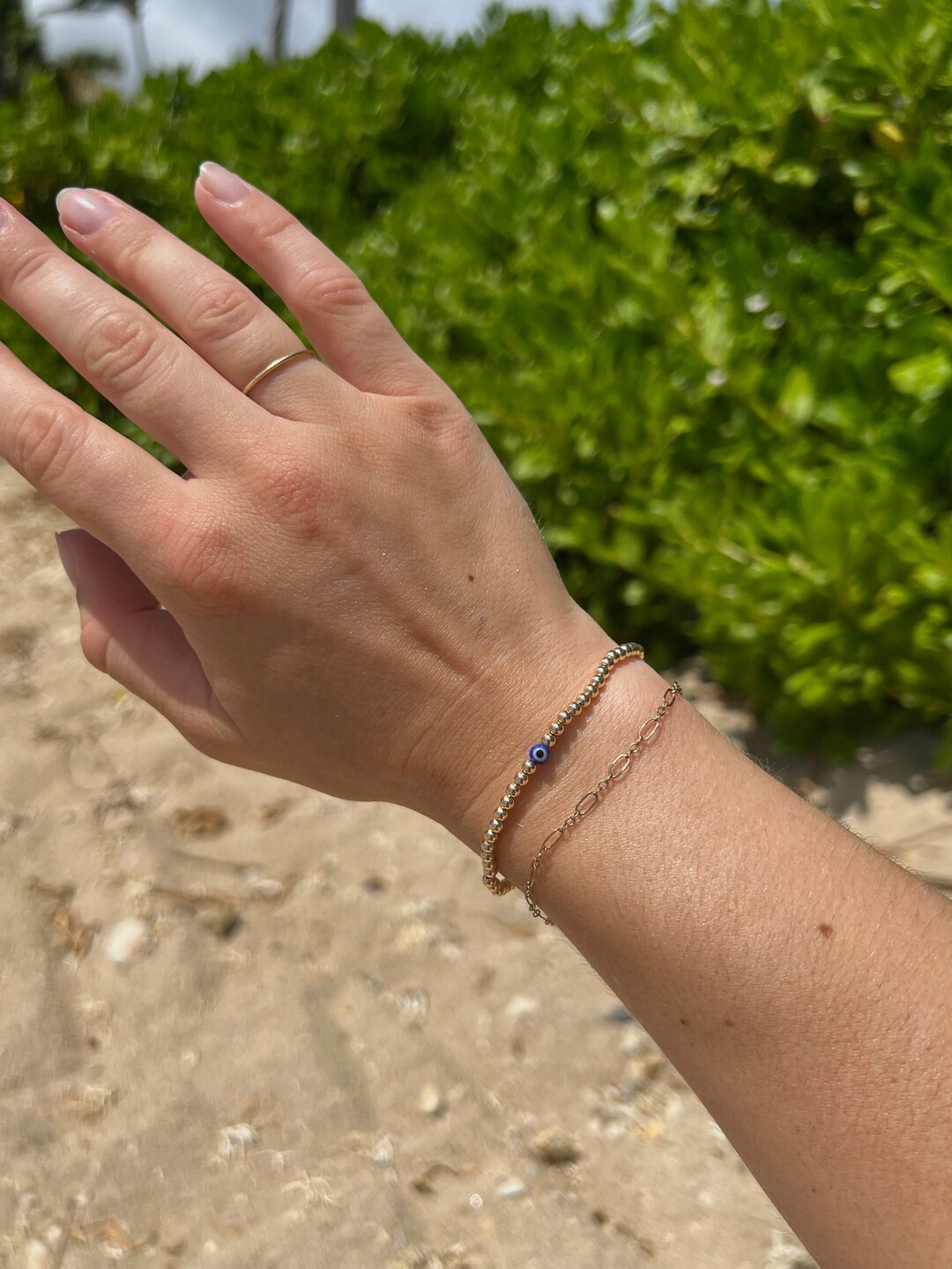 Small Gold Bracelet Turkish Evil Eye Bracelet 14k Gold - Etsy