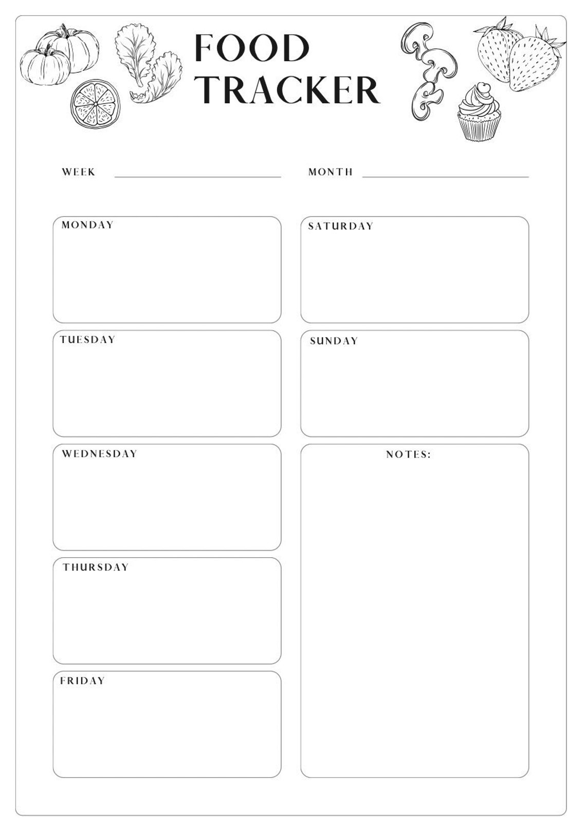 Weekly Food Tracker: Organise Your Diet & Meals - Etsy