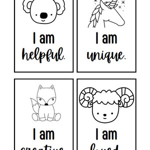 Coloring Affirmation Cards for Kids: Positive Affirmations to Color and ...