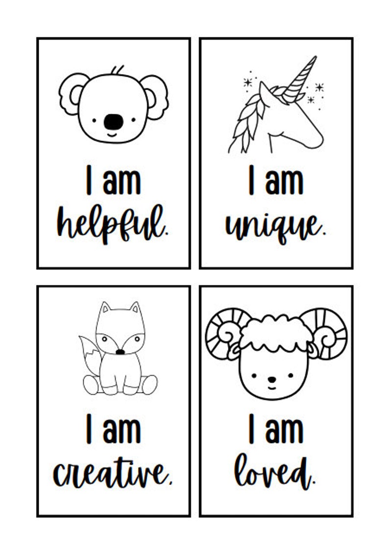Coloring Affirmation Cards for Kids: Positive Affirmations to Color and ...
