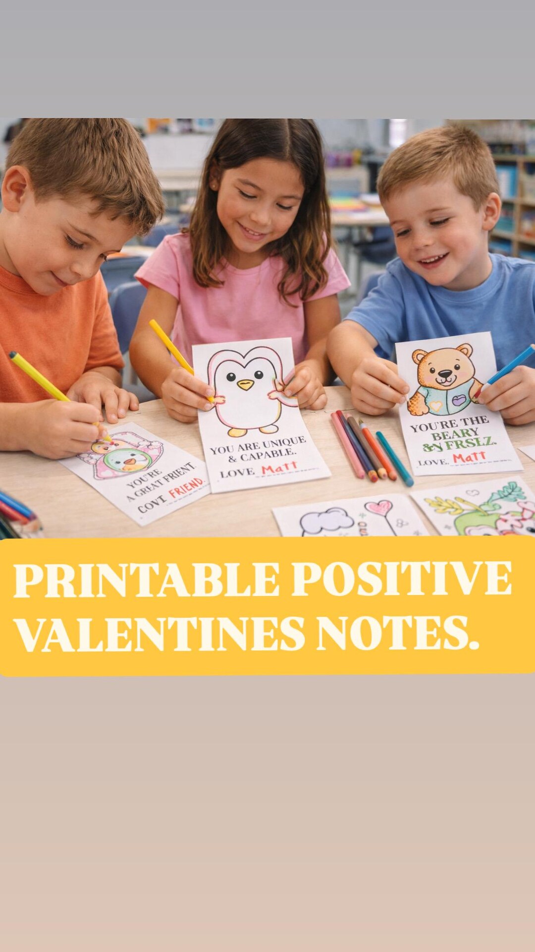 Printable Valentine’s Day Affirmation Cards | Positive Valentine Notes ...