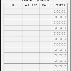 Literary Journey Tracker: Reading Log for Book Enthusiasts (2 Pages) - Etsy