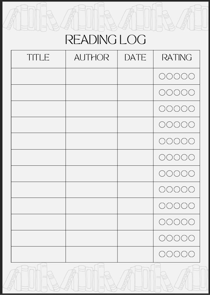 Literary Journey Tracker: Reading Log for Book Enthusiasts (2 Pages) - Etsy