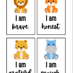 16 Printable Children's Affirmation Cards With Vibrant Animals and ...