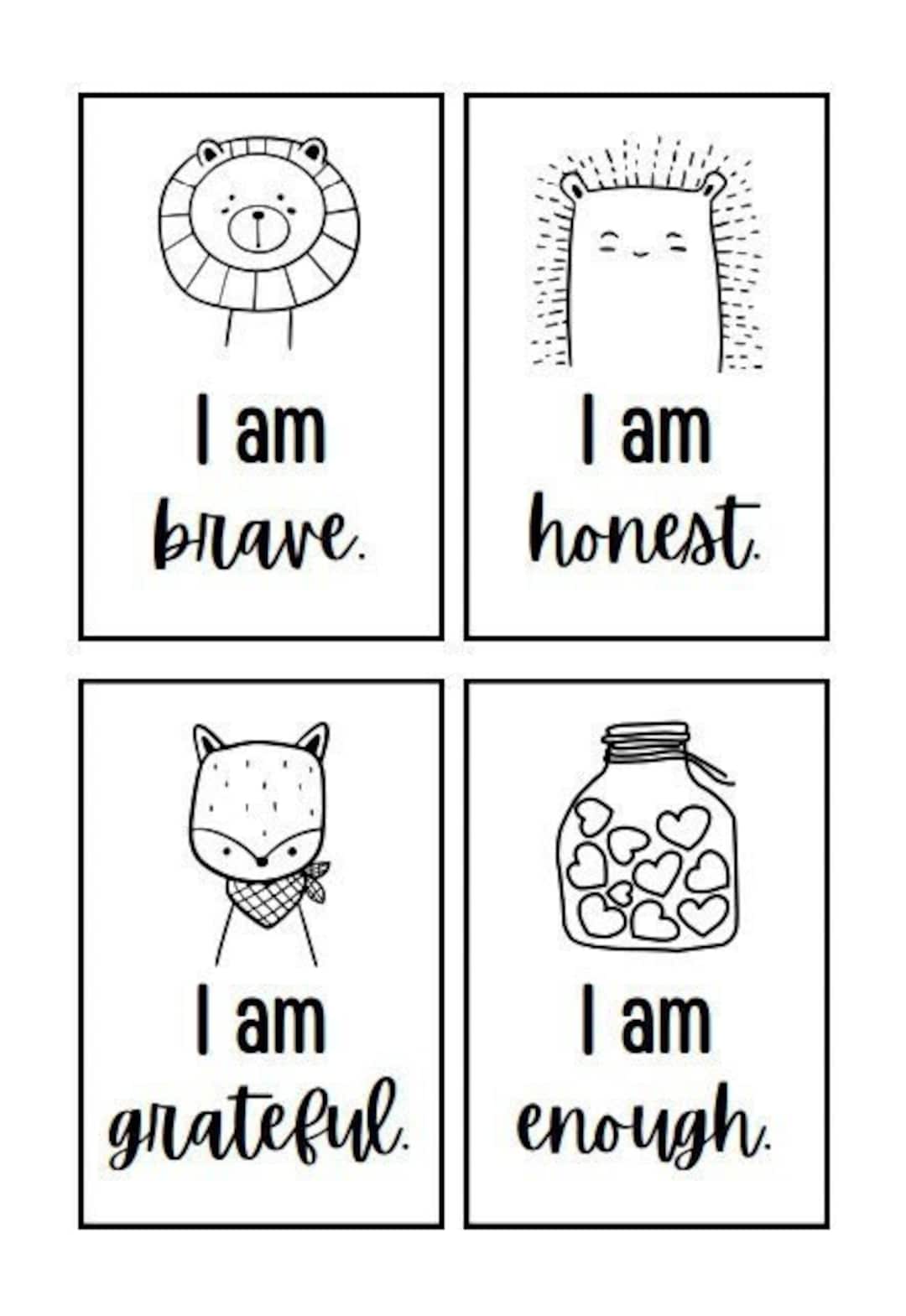 Coloring Affirmation Cards for Kids: Positive Affirmations to Color and ...