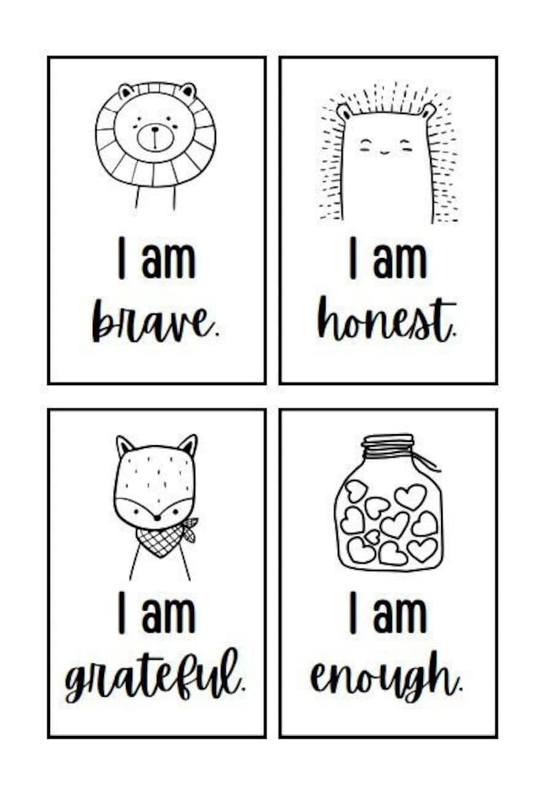 Coloring Affirmation Cards for Kids: Positive Affirmations to Color and ...