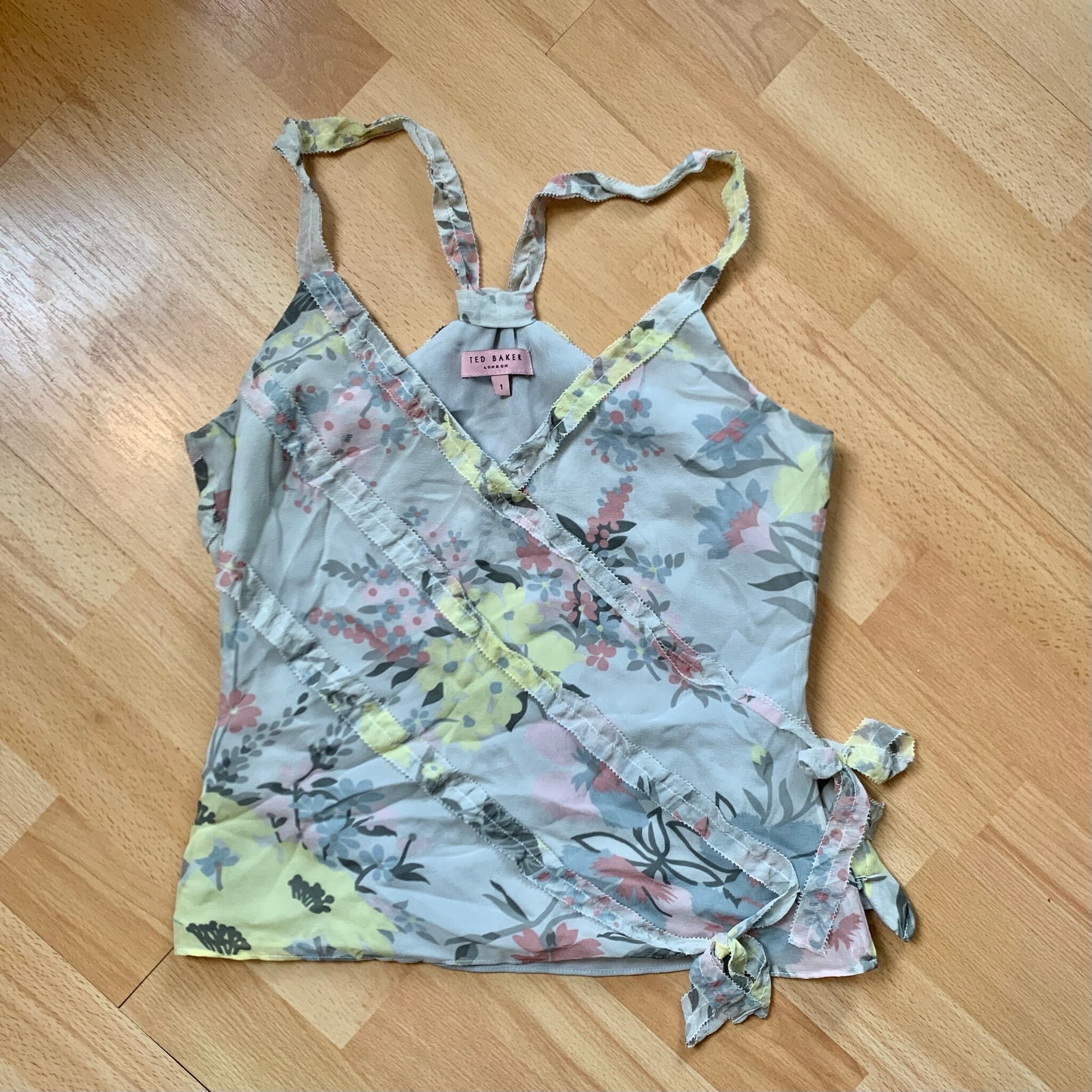 100% Silk Vintage Y2K Ted Baker Pastel Floral Camisole Top With ...