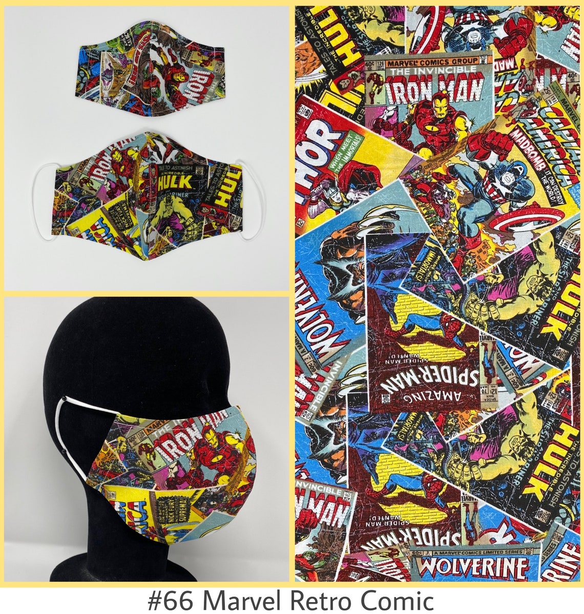 Adult Marvel Face Mask Handmade 3 Layers High Quality Made | Etsy