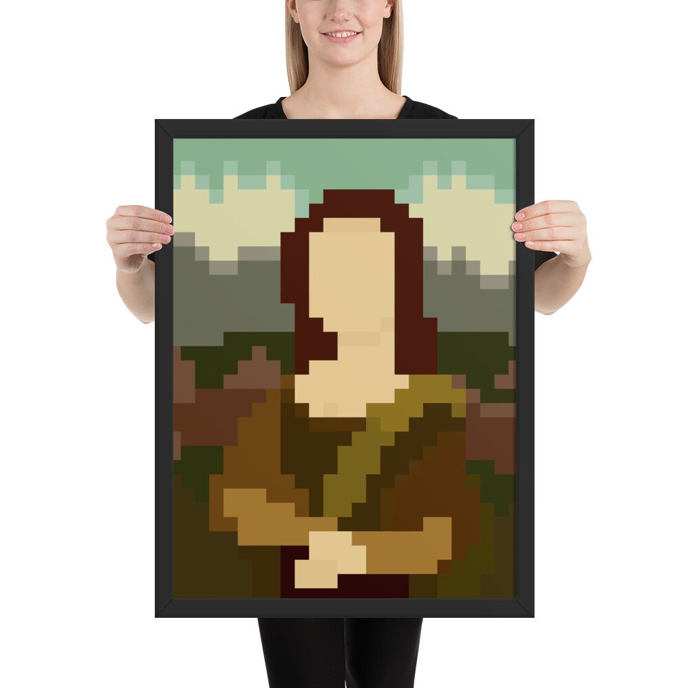 Mona Lisa Pixel Art Da Vinci Framed Poster Modern Pop Art - Etsy Canada