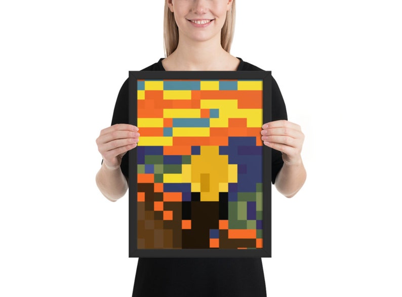 The Scream Pixel Art Framed Poster Edvard Munch Spooky - Etsy