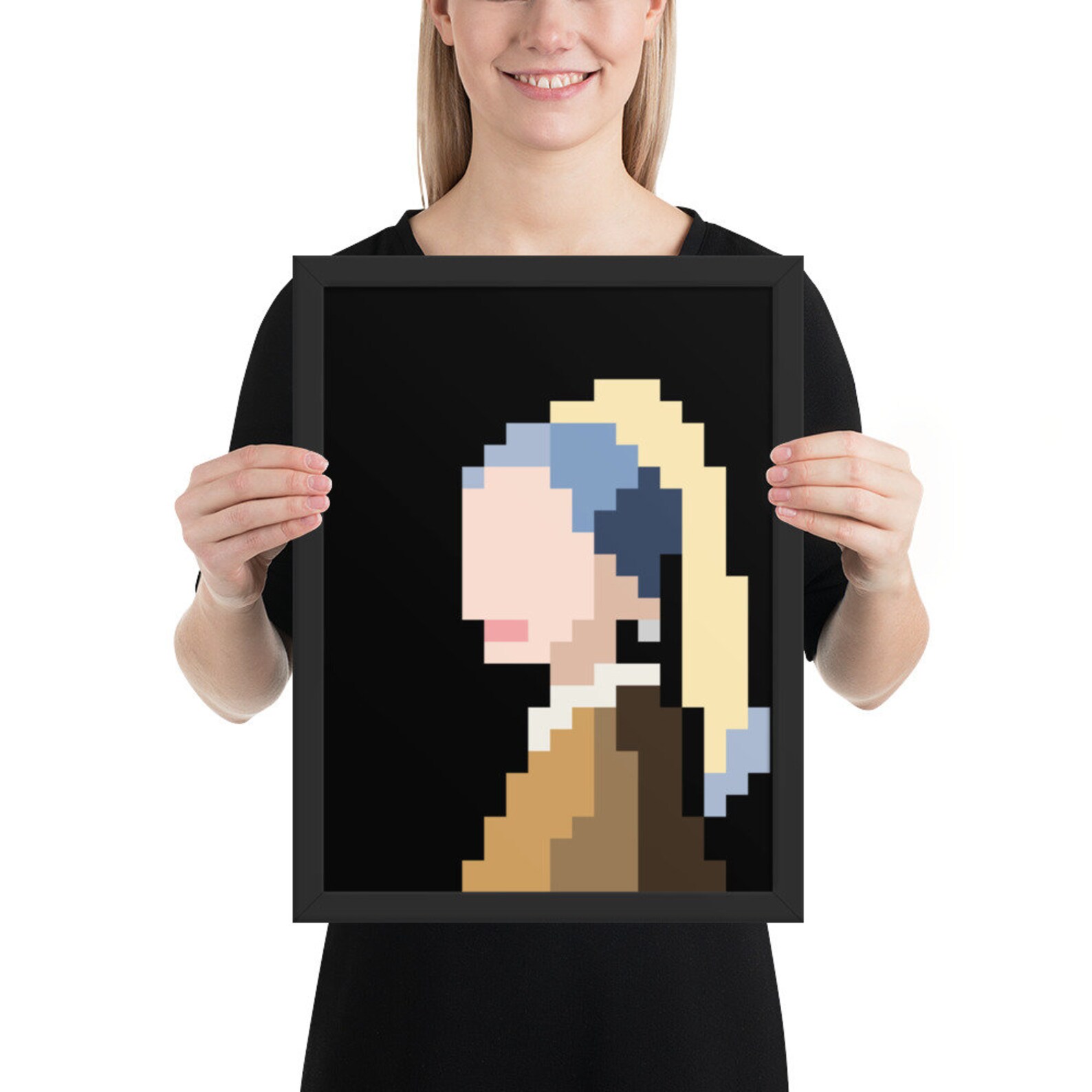 Girl With A Pearl Earring Pixel Art Johannes Vermeer Framed - Etsy Israel