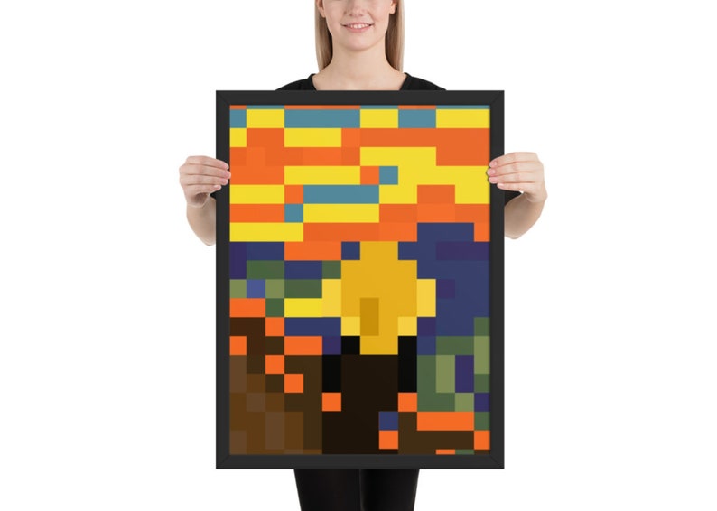 The Scream Pixel Art Framed Poster Edvard Munch Spooky - Etsy