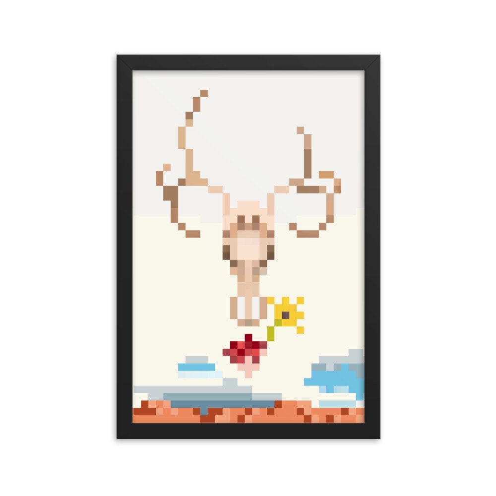 Días de verano pixel art Georgia O'Keeffe cartel enmarcado | Etsy