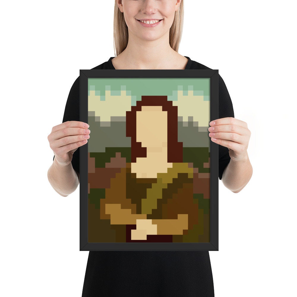 Mona Lisa Pixel Art Da Vinci Framed Poster Modern Pop Art - Etsy Canada