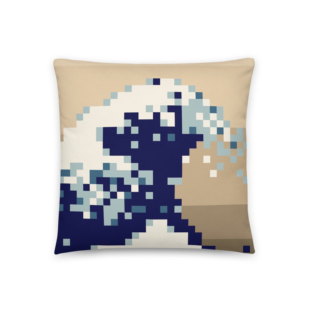 The Great Wave Pixel Art Decorative Throw Pillow - Etsy Ireland