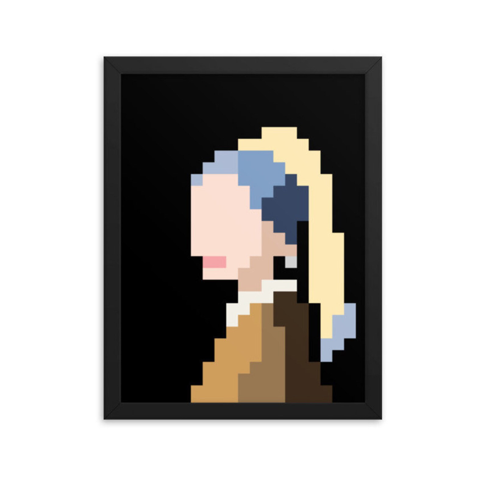 Girl With A Pearl Earring Pixel Art Johannes Vermeer Framed - Etsy Israel