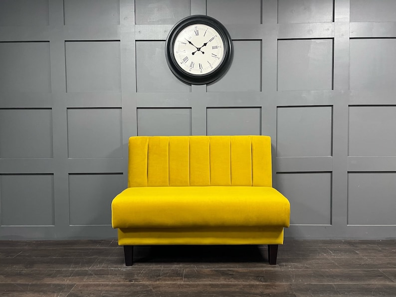 Fluted Booth Bench Seating in Plush Turmeric Yellow Velvet - Etsy