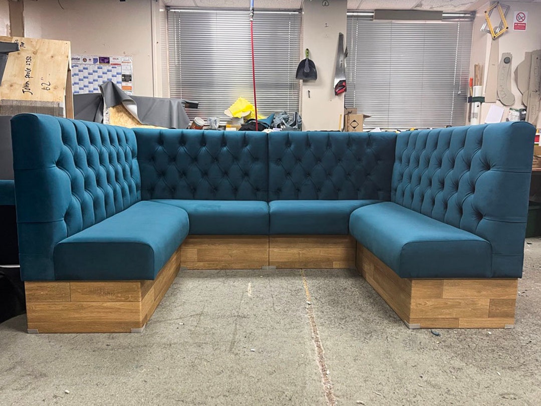 U Shaped Deep Buttoned Banquette Bench Booth Seating - Ideal for Café ...