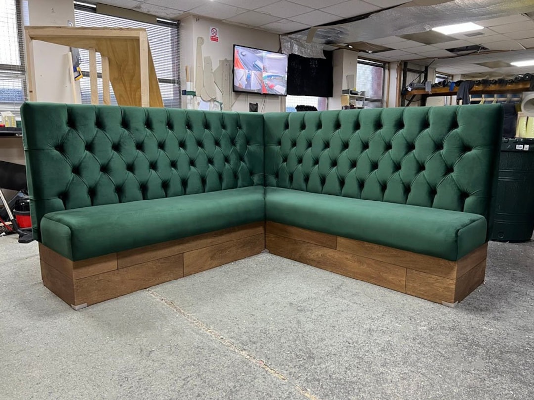 Chesterfield Deep Buttoned Green Velvet Kitchen + Commercial Booth ...