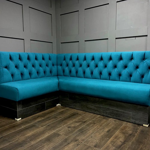 Deep Buttoned Kitchen Dining Booth Bench Seating in Real | Etsy