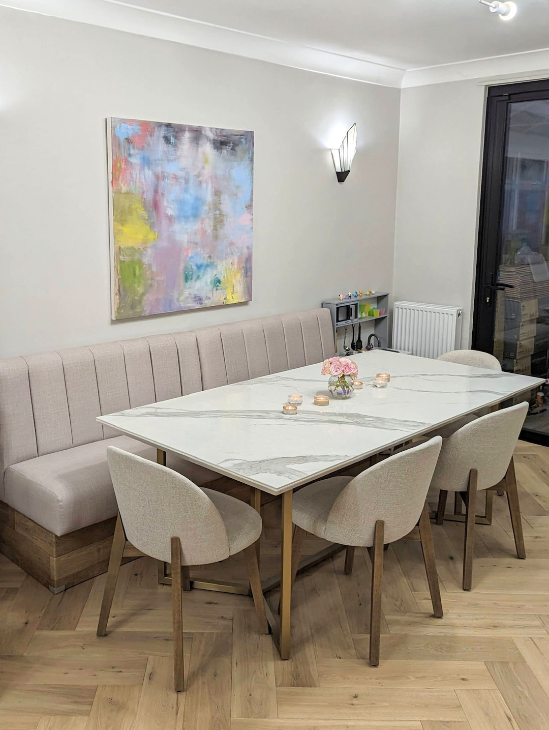 Mink Fluted Kitchen Dining Booth Bench Seating Available in Any Colour ...