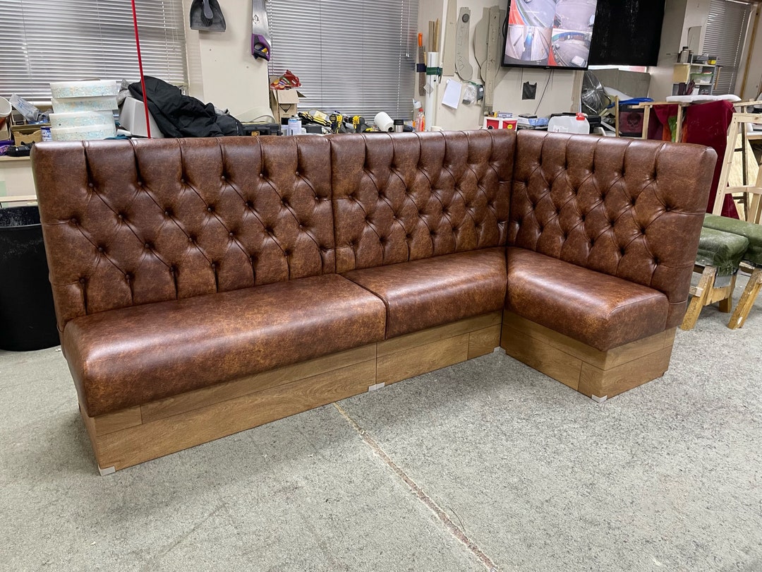 Buttoned Chesterfield Style Faux Leather Kitchen Booth Seating in ...