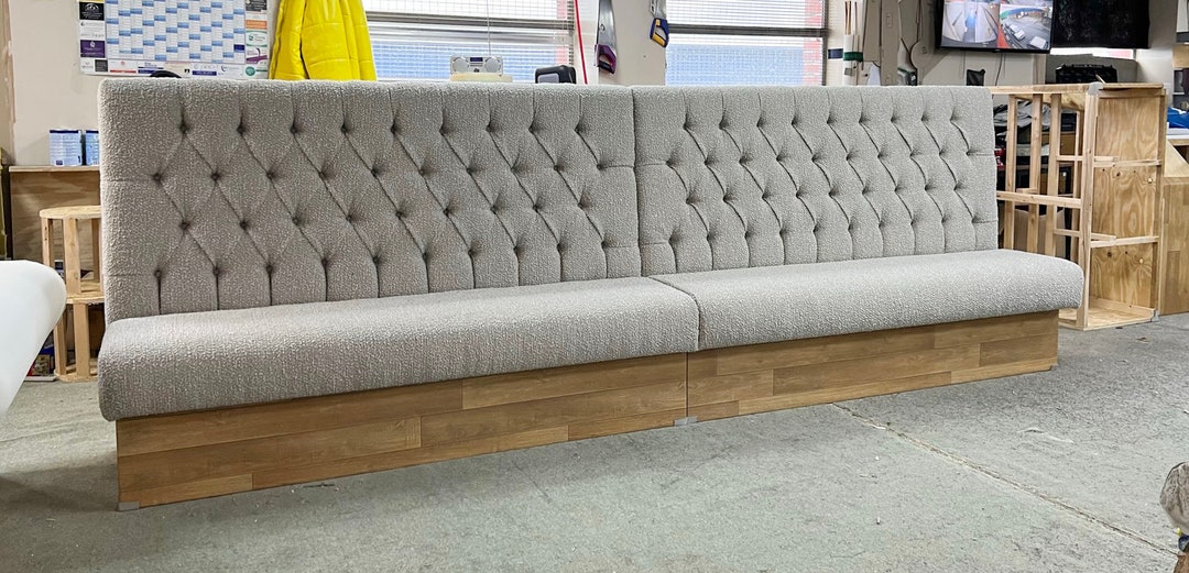 Buttoned Chesterfield Style Faux Leather Kitchen Booth Seating in Mink ...