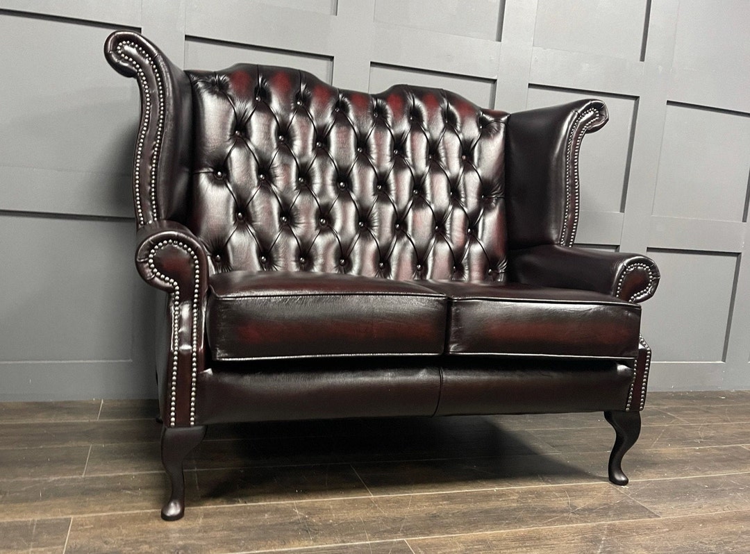 Oxblood chesterfield wingback chair store
