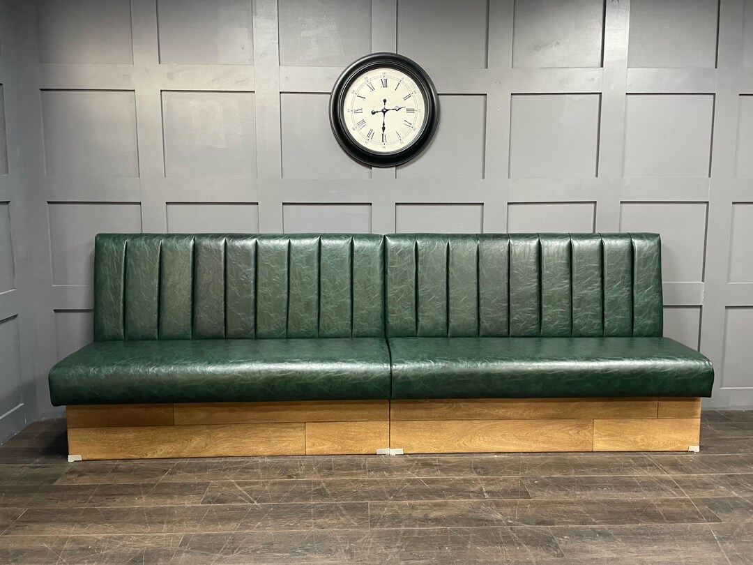 Green Faux Leather Fluted Booth Seating / Banquette Seating / Kitchen ...