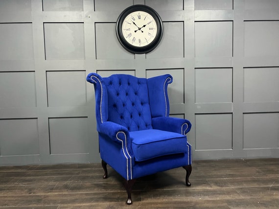 Navy queen anne chair store