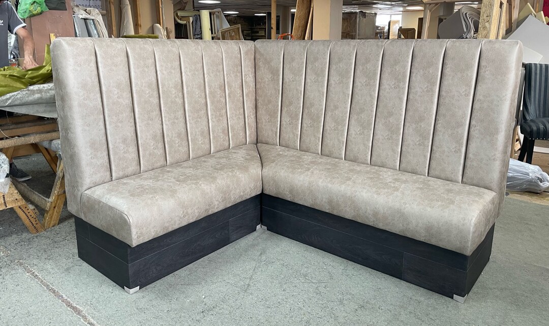Vegan Modern Corner Banquette Booth Seating in Mink Suede Faux ...
