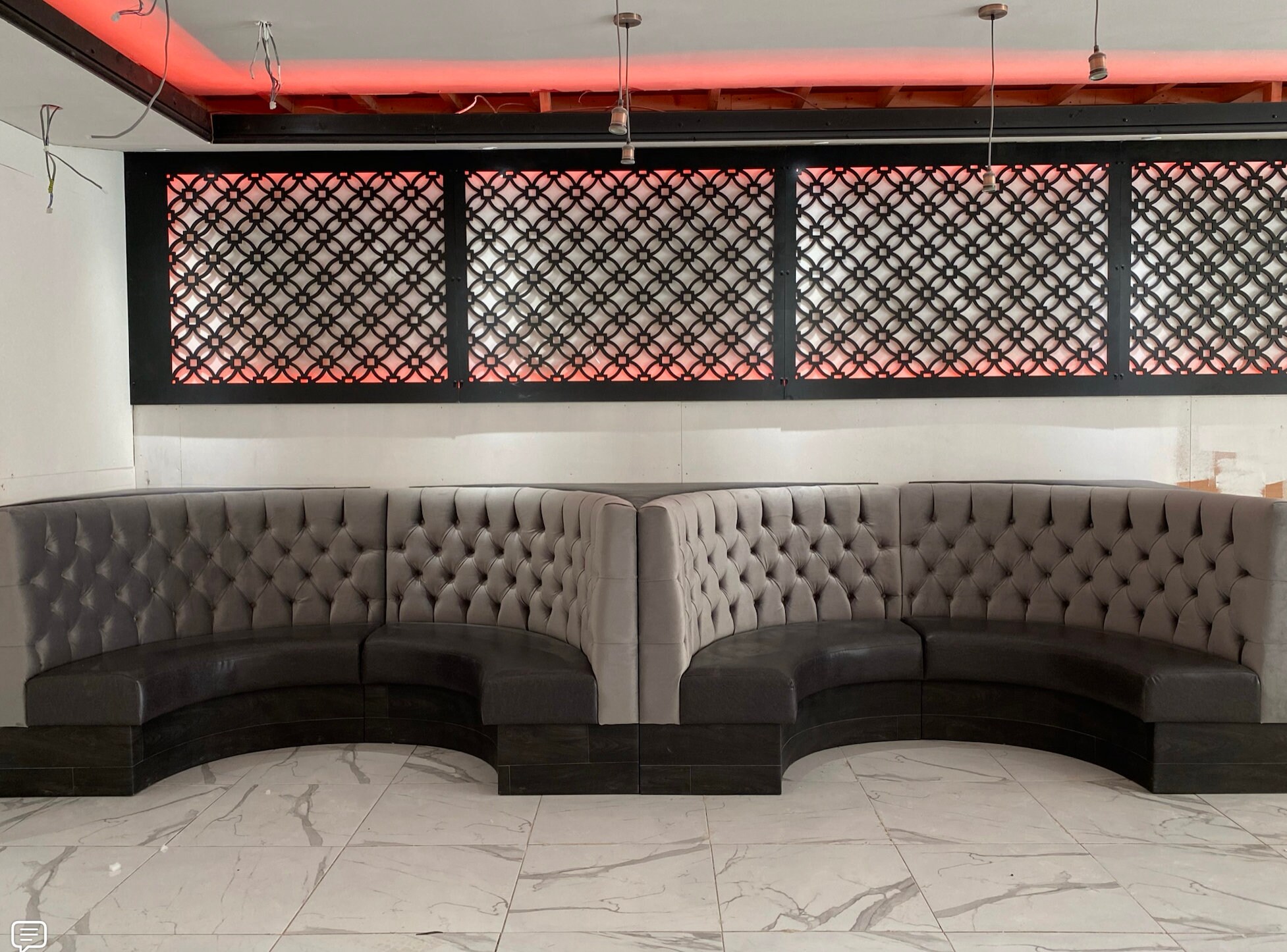 Semi Circular Chesterfield Style Faux Leather Domestic or Commercial ...