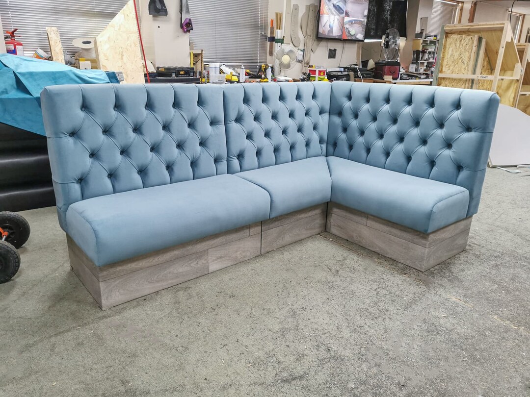 2m X 1.2m Chesterfield Deep Buttoned Airforce Blue Velvet Kitchen ...