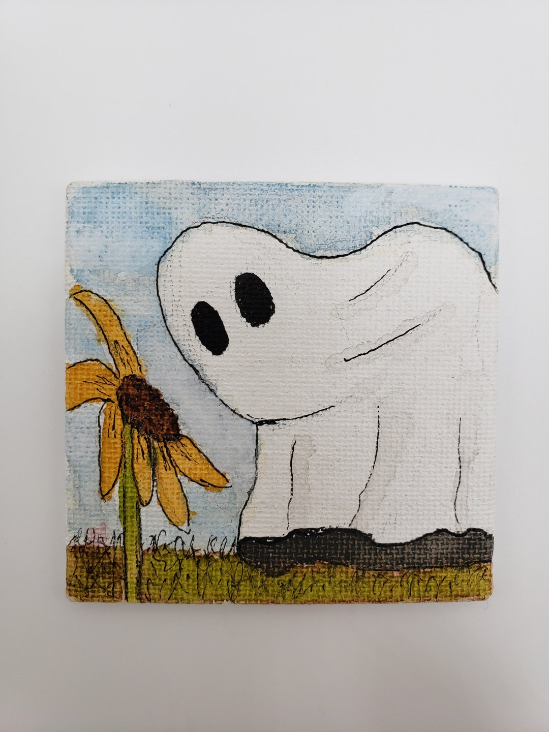 A Good Sniff Mini Sheet Ghost Watercolor Painting - Etsy