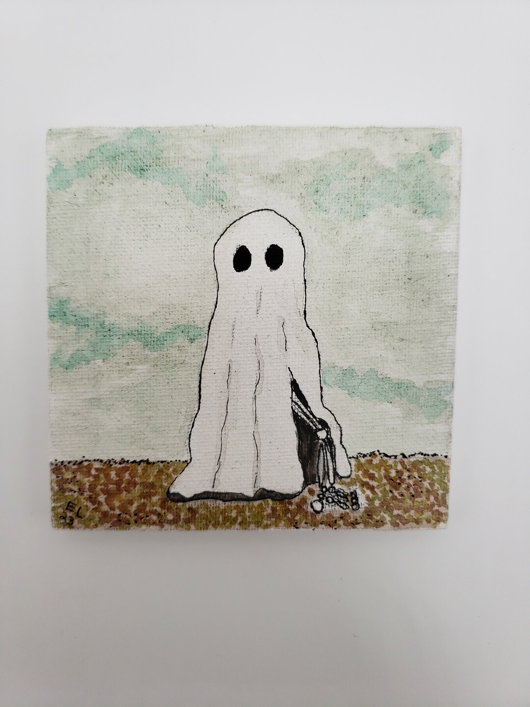 Saucy Sheet Ghost Watercolor Mini Painting - Etsy