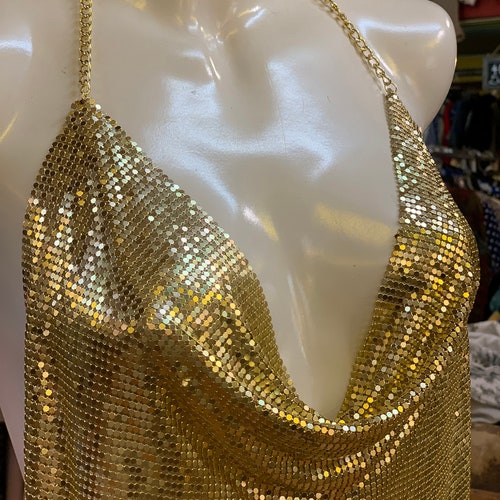 Sapphire Gold Chain Top Halter Neck Handmade Unique Silver - Etsy