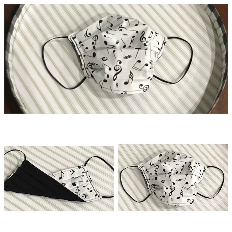 Musical Symbols Notes Theme Print Face Cover Mask Stretch Elastic Over ...