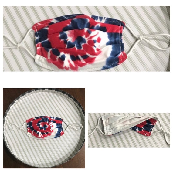 Red White and Blue Tie-dyed Pattern Print Face Cover/mask | Etsy