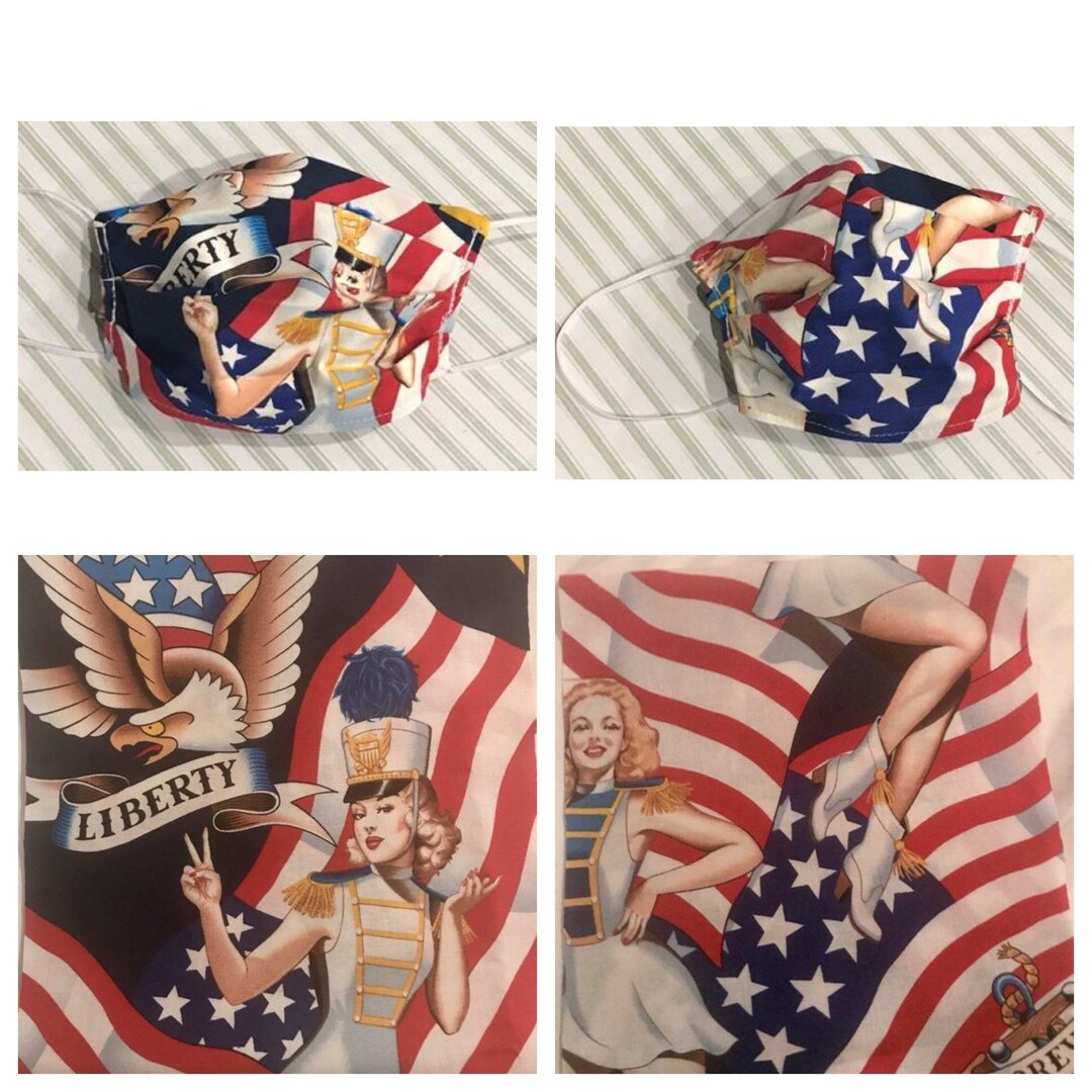 Lady Liberty - Red, White, and Blue Flag Eagle Print Face Cover/mask ...