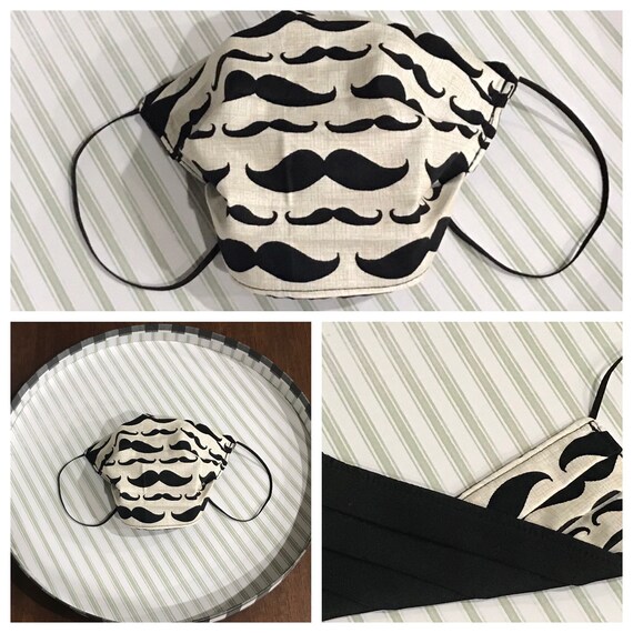 Handsome Mustache Theme Print Face Cover Mask Stretch Elastic | Etsy