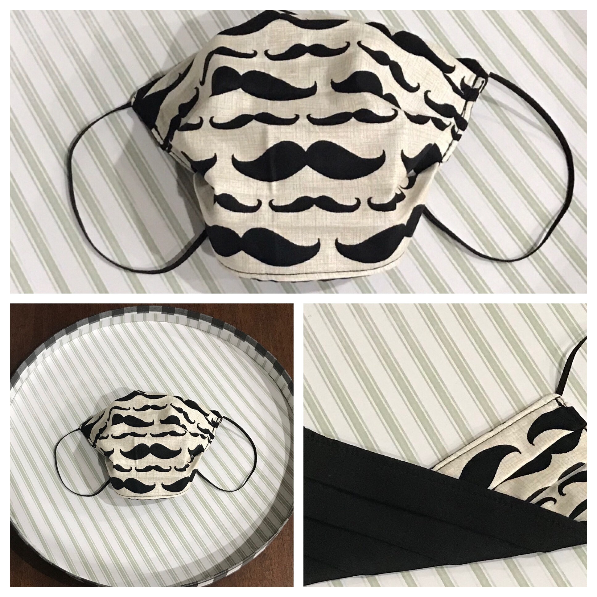 Handsome Mustache Theme Print Face Cover Mask Stretch Elastic Over the ...