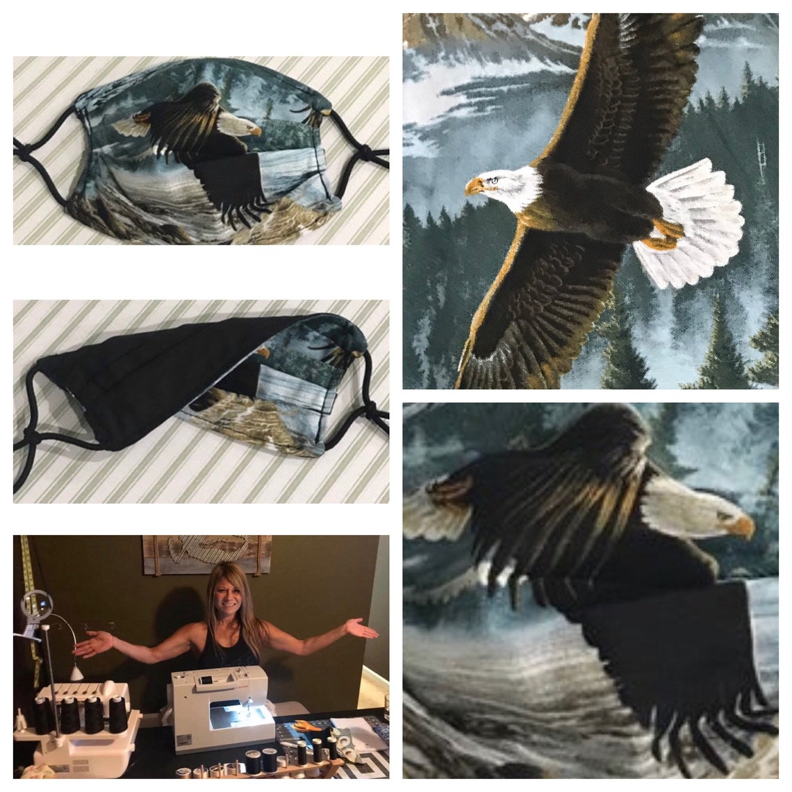 American Bald Eagle Soaring Over Landscape Face Cover/mask Stretch ...